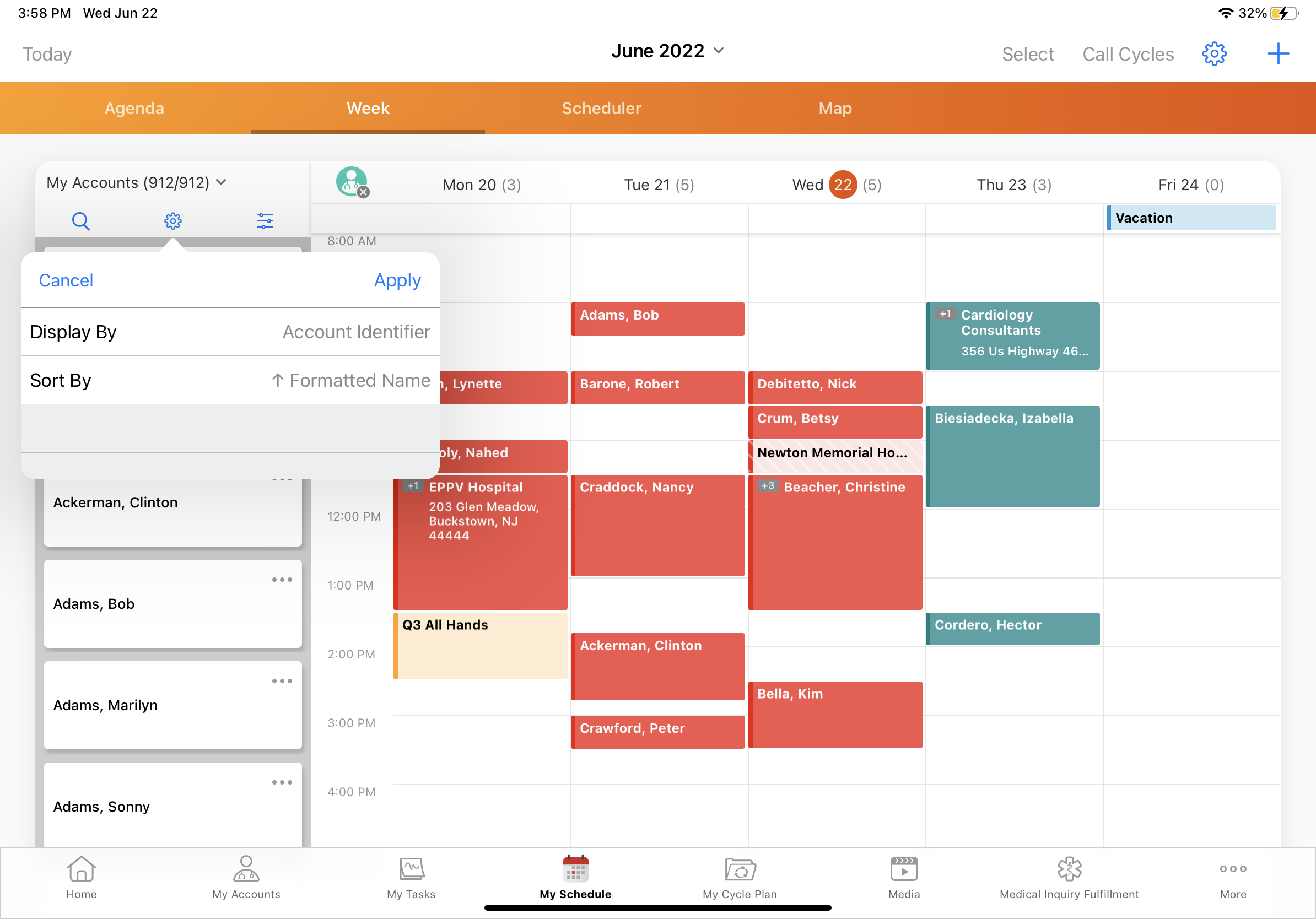 Weekly Schedule View with Account Filtering and Appointments | Veeva ...