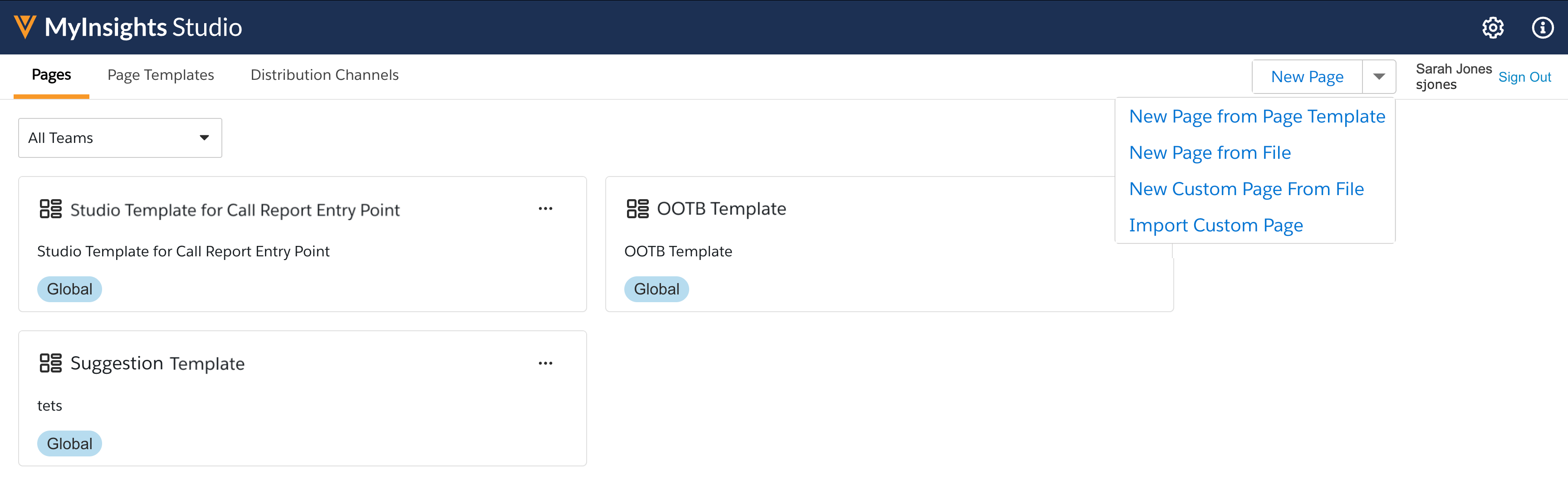 MyInsights Studio Pages: Template Management and Creation Interface | Veeva MyInsights ...